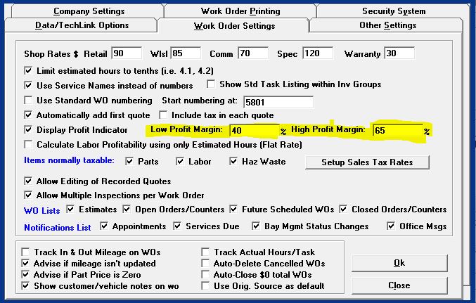 Profit Indicator Light | Winworks Autoshop Software